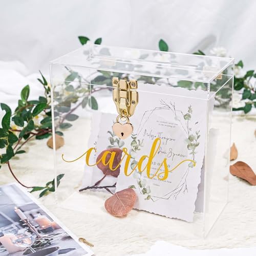 Amazon.com: OurWarm Clear Acrylic Card Box with Lock & Slot, Thick DIY ...