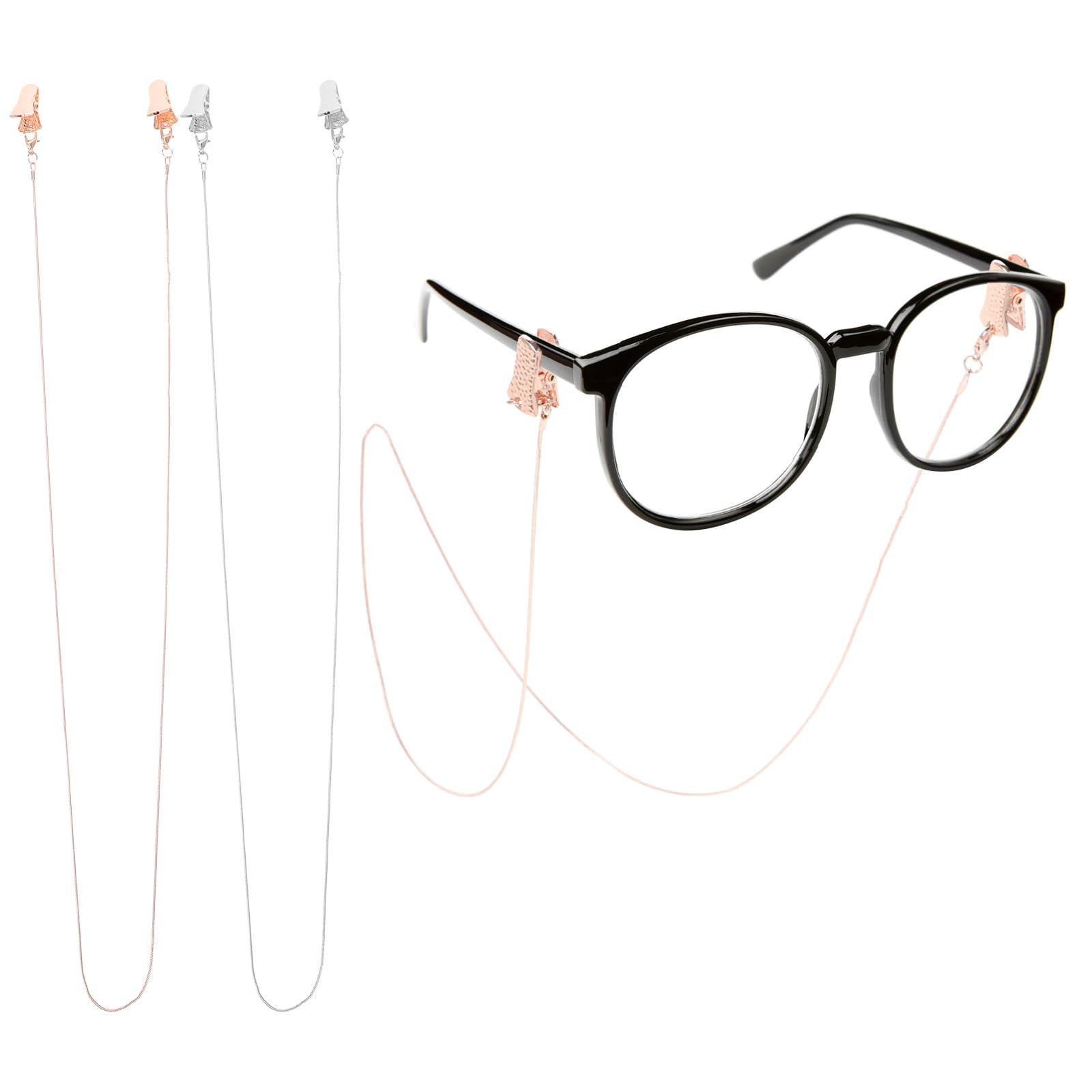 Amazon.com: Healifty 2Pcs Gold Silver Eyeglass Chain Metal Eyeglass ...