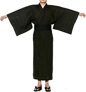 FANCY PUMPKIN Jinbei Men's Japanese Yukata Kimono Home Robe Pajamas Dressing Gown A3 【Size L】 at ...