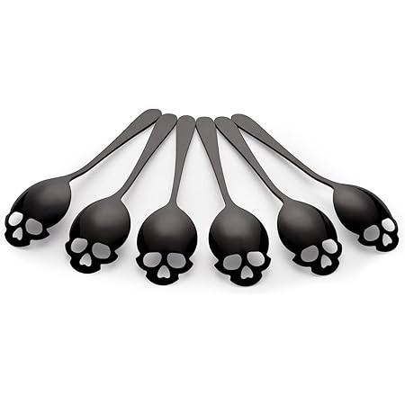 Amazon.com: FOXAS 6-inch Black Skull Spoons, Set of 6 Skull Teaspoons ...