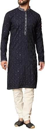Sonisha SK131 Men's Navy Blue Kurta Pajama Set Indian Party Suit (38 ...