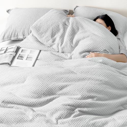 Amazon.com: PHF Soft Waffle Comforter Set Queen Size- 3 Pieces Waffle ...