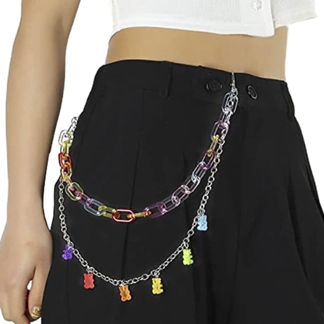 Amazon.com: Zehope Pants Chain Colorful Jean Chains Layered Bear Wallet ...