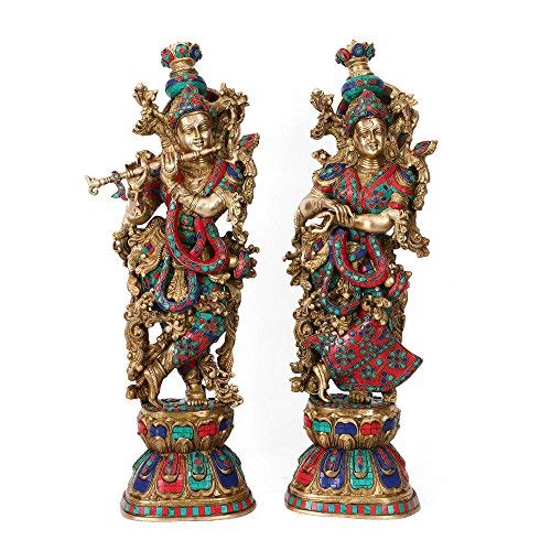 Craft Vatika 29 Large Beautiful Radha Krishna Brass Idol Gift ...