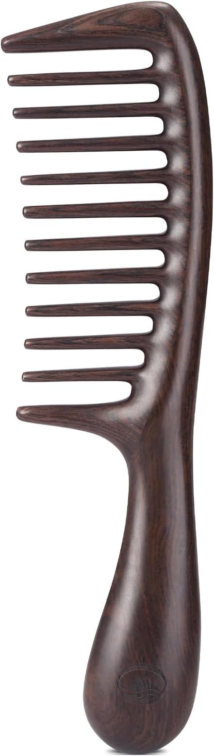 Amazon.com : BRUSHZOO Wide Tooth Wooden Comb for Women, Men - Curly ...