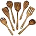 A&M Natural Living Wooden Kitchen Utensils Set of 7 for Cooking, Wooden ...