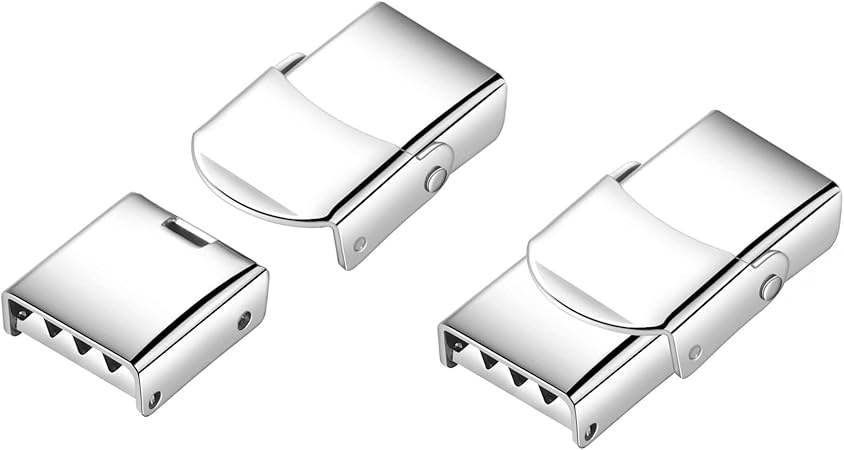 Amazon.com: 10pcs Rectangle Stainless Steel Clasps Pony Button Serrated ...