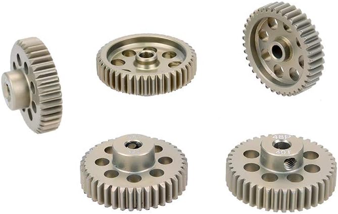 Amazon.com: 48P Aluminum Spur Gear 5pcs RC Pinion Gear Set 3.175mm ...