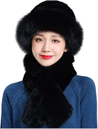 2 in 1 Faux Fur Hat Scarf Russian Style Cossack Hat Plush Collar Scarf ...