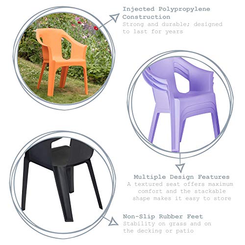 Resol 8 Piece Cool Plastic Garden Chair Set - Stackable UV Resistant ...