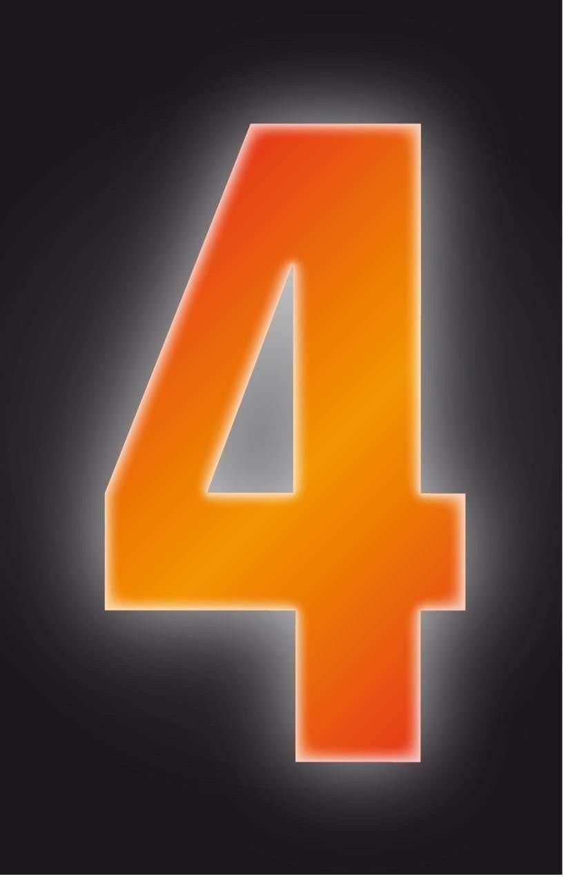 WHL Pack of 2 Hi Vis Wheelie Bin House Numbers Orange Number 4 : Amazon ...