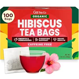 Amazon.com: Gya Tea Co Organic Hibiscus Tea Bags (100 Bags) - Natural Decaf Wellness Hibiscus ...