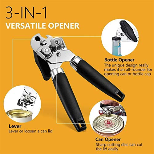 Heavy Duty Stainless Steel Tin Can Opener Cutter Easy Comfy Handle Grip ...