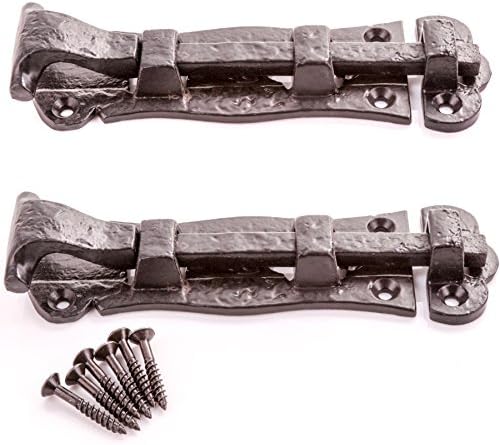 75mm Antique Style Door Bolt - Black Cast Iron Sliding Lock/Latch ...