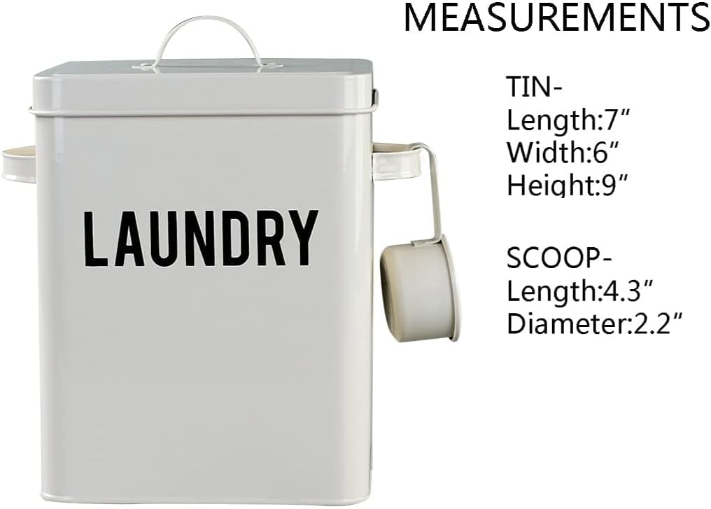 Buy LA JOLIE MUSE Laundry Detergent Powder Storage Tin Box, Farmhouse ...