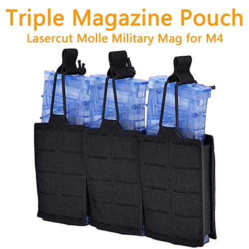 Tactical Mag Pouch for Rifle Laser Cutting Molle Rifle Mag Pouch Triple ...