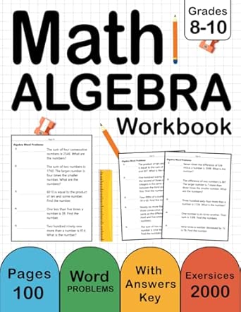 Algebra Word Problems Workbook For Grades 8-10 With Answers Key: Algebra Word Problems Practice ...