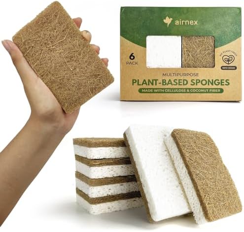 Amazon.com: AIRNEX Natural Kitchen Sponges Pack of 12 - Cellulose and ...