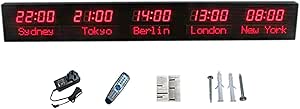 Amazon.com: Wall Mounted City 5 Time Zone World Clock, Digital LED ...