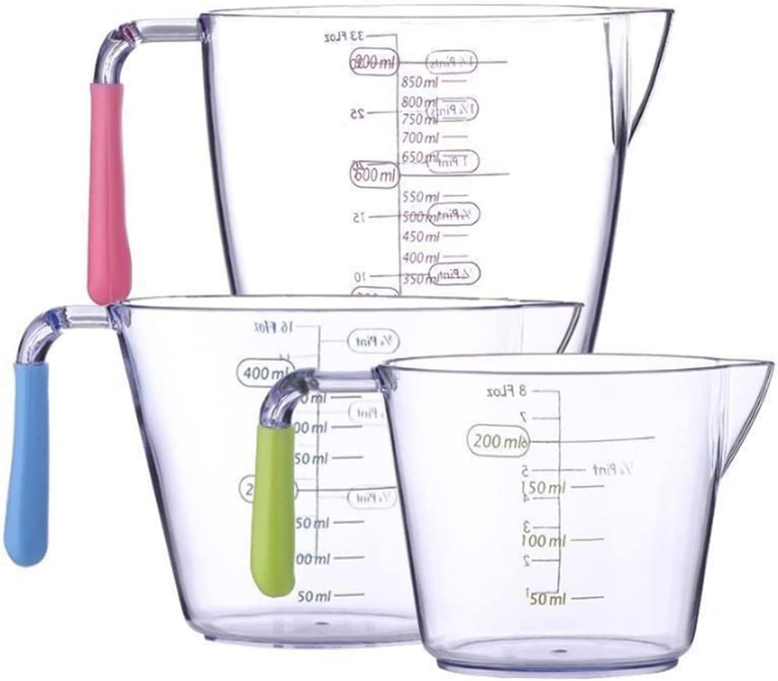 Buy Plastic Measuring Jug Set of 3, Clear Baking Measuring Cups with ...
