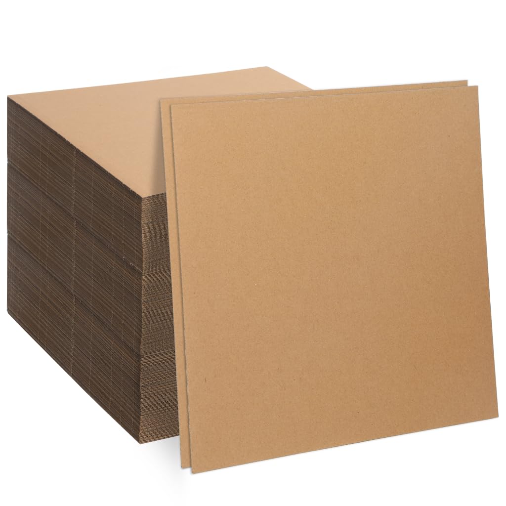 Amazon.com: 80 Pack Corrugated Cardboard Sheets, 11.8"x11.8" Flat Card ...