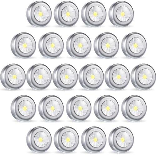Macarrie 24 Pcs LED Puck tap Lights Wireless Under Cabinet 60 Lumens ...