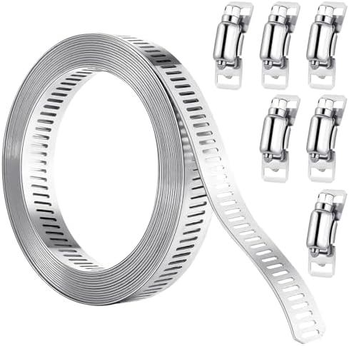 Jubilee Clips, Metal Strapping, 3m/9.8ft Adjustable Hose Clamps with 6 ...