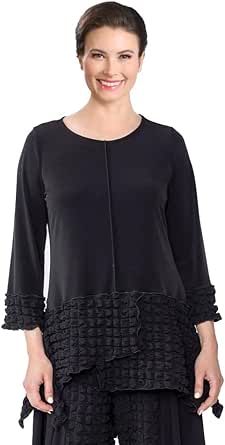 IC Collection Runway Texture Trim Tunic Black at Amazon Women’s ...