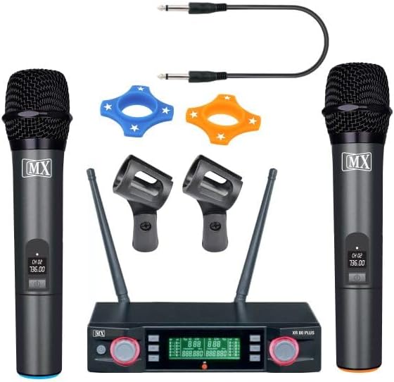 MX Wireless Microphone System Two Handheld Cordless Mic and Dual ...
