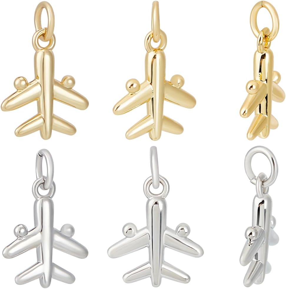 Amazon.com: Beebeecraft 1 Box 8Pcs Airplane Charms 18K Gold & Platinum ...