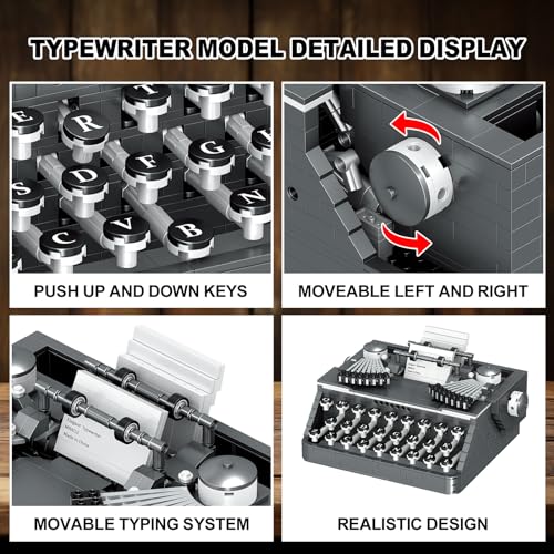 XIU Ideas Typewriter Block Kit for Adults,Retro Typewriter Building Set ...
