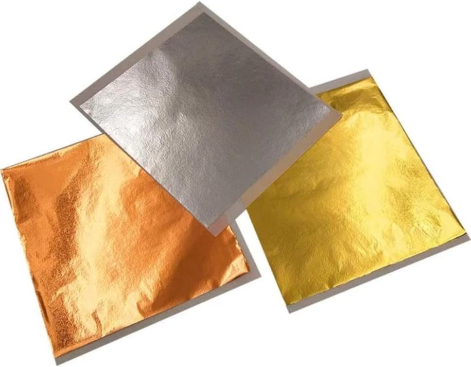 CLASSIC WARAQ CO. Gold, Silver, Copper Leaf Sheets, 5.11" by 5.35 ...