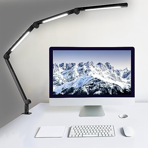 vimeepro LED Desk Lamp with Clamp Flexible 4 sections Swing Arm Three ...