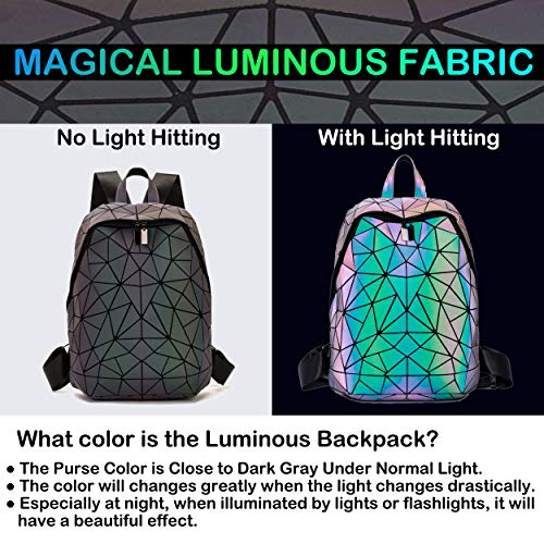 Buy Geometric Backpack Luminous Backpacks Holographic Reflective Bag ...
