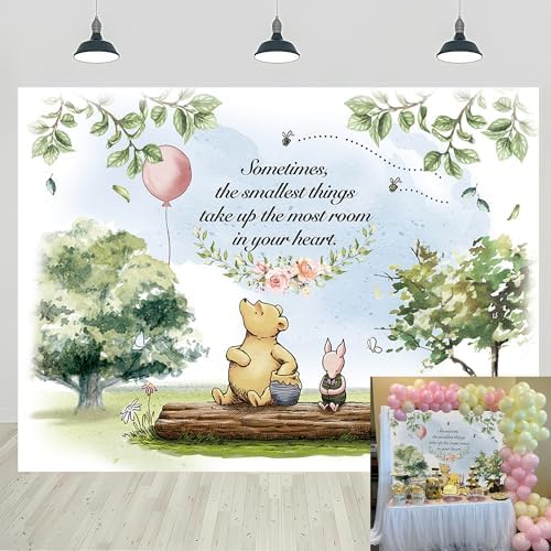 Amazon.com : Vintage Pooh Bear Baby Shower Backdrop for Girl Retro ...