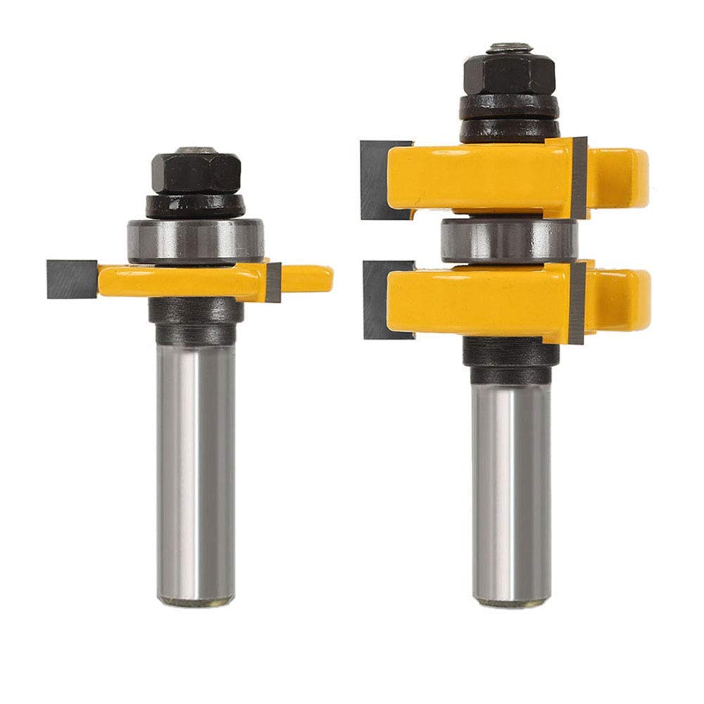 Bestgle 2pcs 1/2” Shank Tongue Groove Router Bit 3 Teeth Adjustable T ...