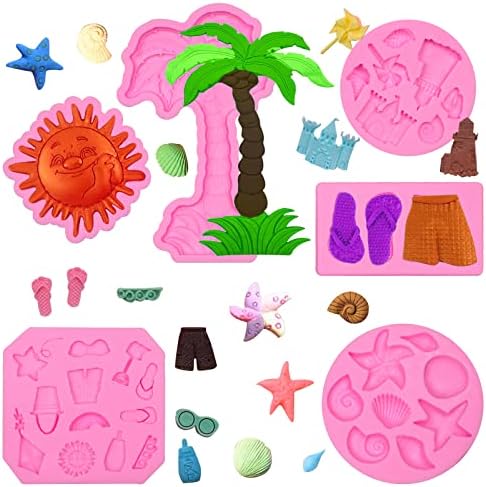 Amazon.com: Sea Beach Series Silicone Molds, Coconut Tree Fondant Molds ...