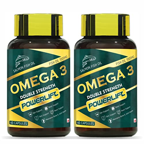 PowerLift Omega 3-1000mg Fish Oil Double Strength (120 capsule, Pack of ...