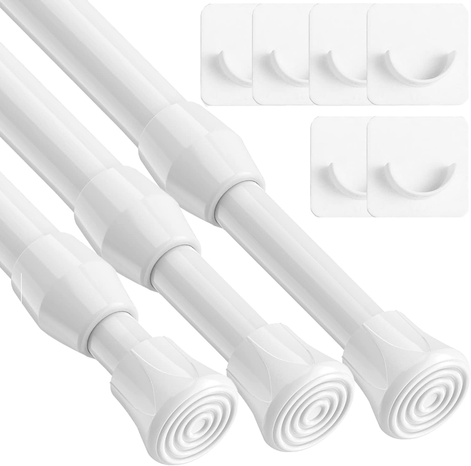 3Pcs Net Curtain Rods Extendable Easy Use Spring Loaded Tension Rod ...