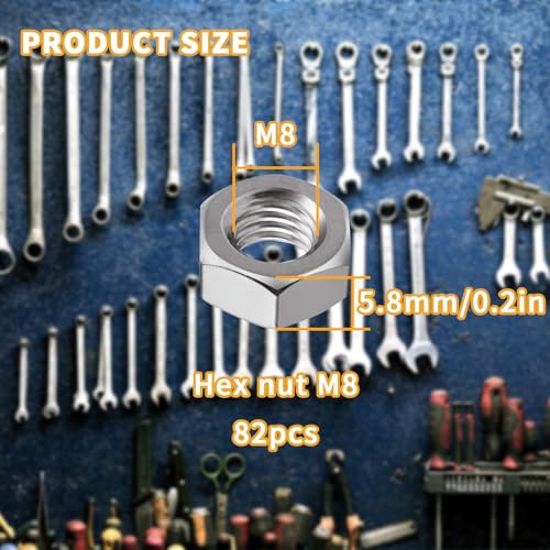 TOOINKCV 82 Pcs M8 Nuts Set, M8 Hex Nuts, Metric Hex Nut Set, Lock Nuts ...