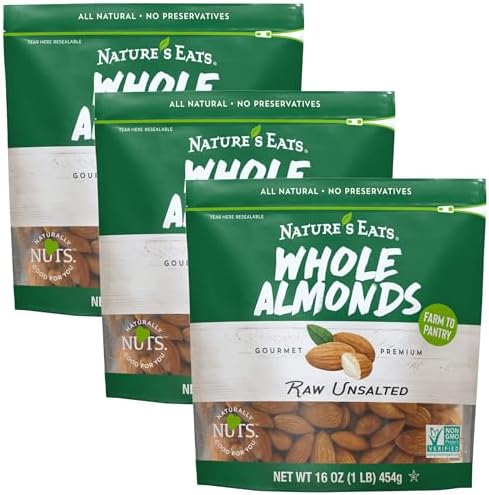 Amazon.com : Nature's Eats Whole Natural Almonds, 16 Oz (Pack of 3 ...