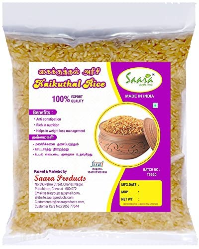 SAARA Traditional Kaikuthal Rice, 950g, Kaikuthal Rice, Brown Chawal ...