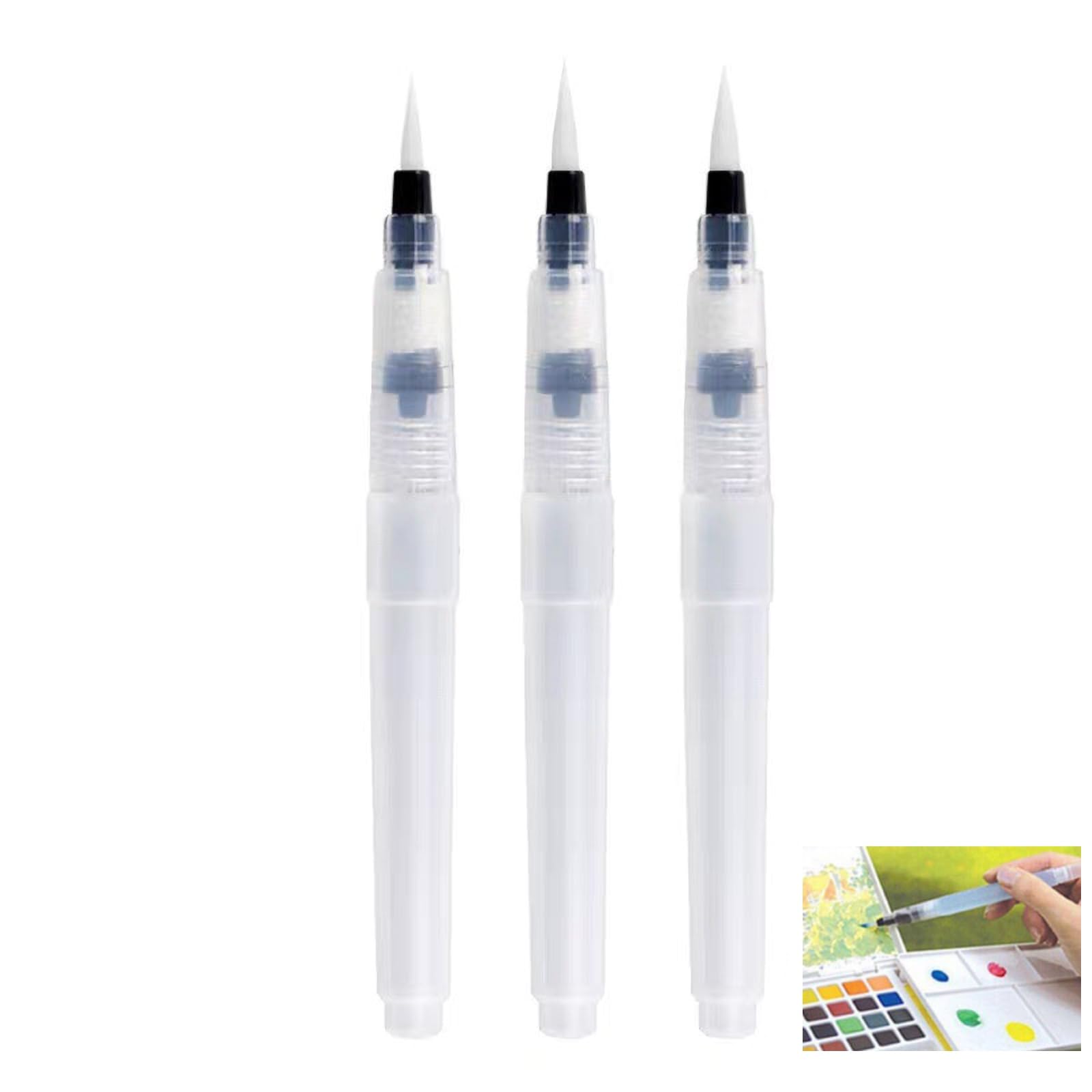 Watercolour Brush Pens Set of 3, Refillable Paint Pens, Calligraphy ...