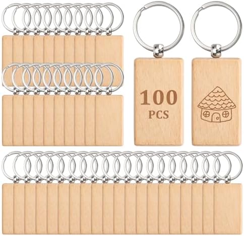 Amazon.com: MOUYAT 30 Pcs Wood Keychain Blanks Bulk, Rectangle Wooden ...