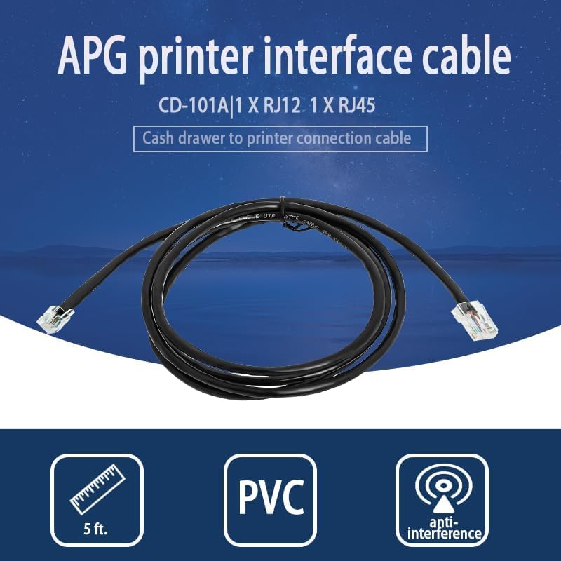 Snapklik.com : Hoqqf APG Printer Interface Cable CD-101A, RJ12 6-Pin To ...