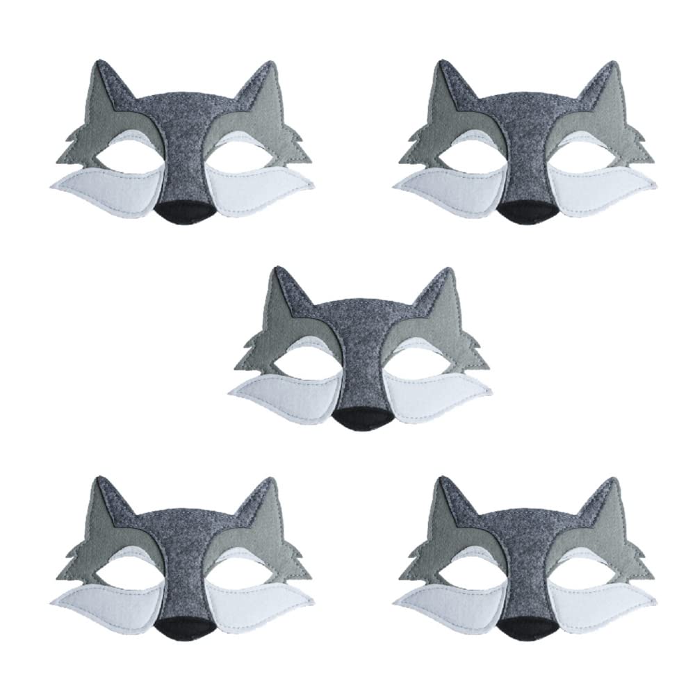 Amazon.com: Hosfairy 5Pcs Halloween Animal Mask Half Face Wolf Cosplay ...