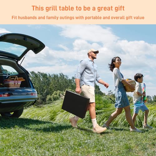 FOZHUAWU Portable Outdoor Grill Table, Blackstone Griddle Stand, Weber ...