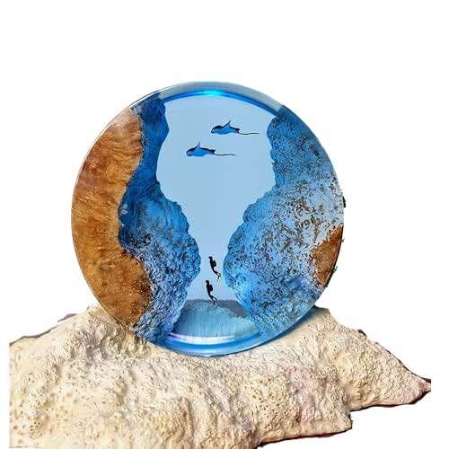 Amazon.com: Manta Ray and Diver Scuba Resin Wood Lamp, Deep Blue Sea ...