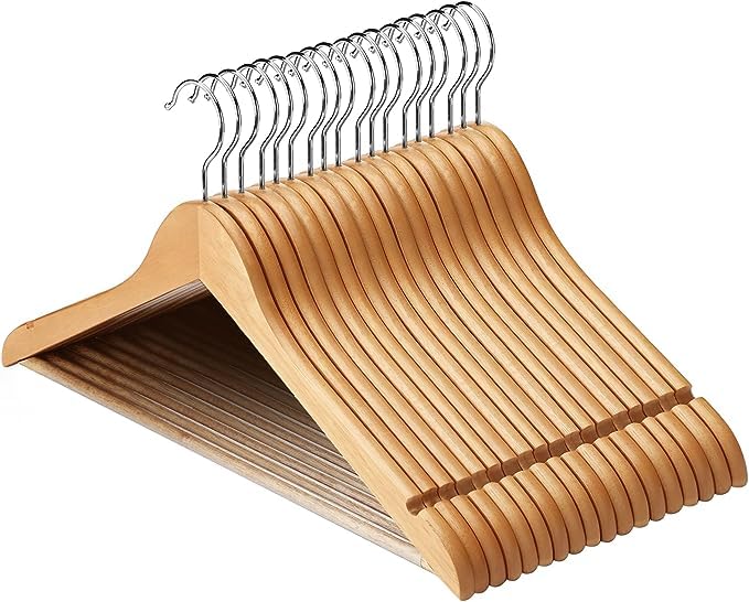 Amazon Brand – Umi Wooden Cloth Hanger for Wardrobe Dry & Wet Hangers ...