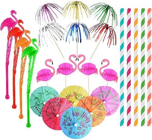 140 Pieces Hawaii Tropical Cocktail Sticks Set, Assorted Bamboo ...